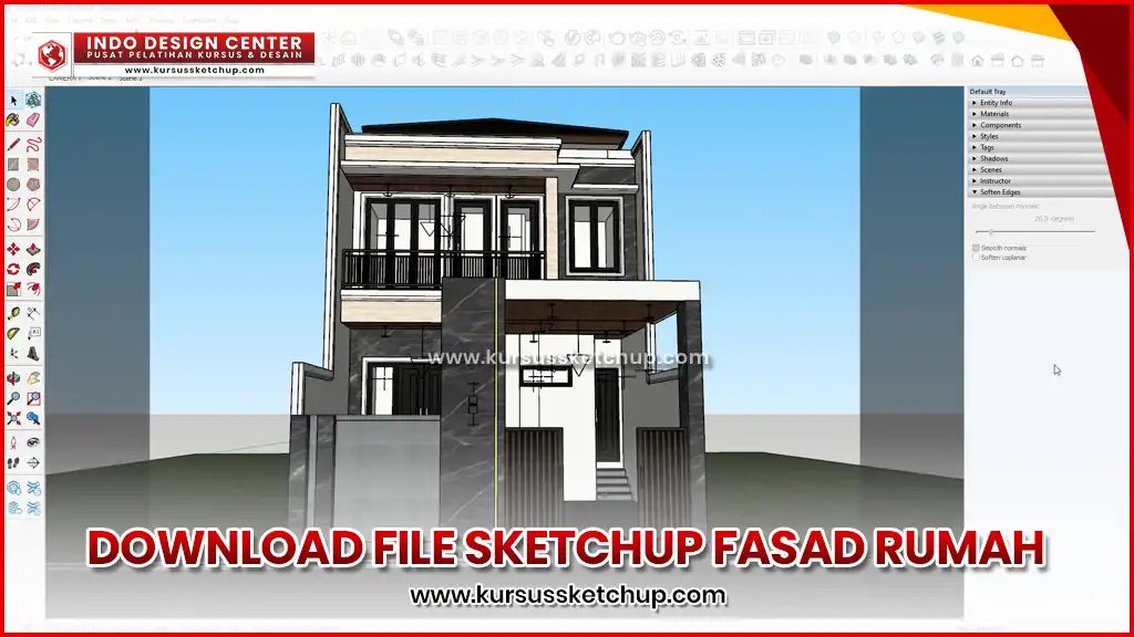 Download File SketchUp Desain Fasad Rumah Kode 08 - Kursus SketchUp ...