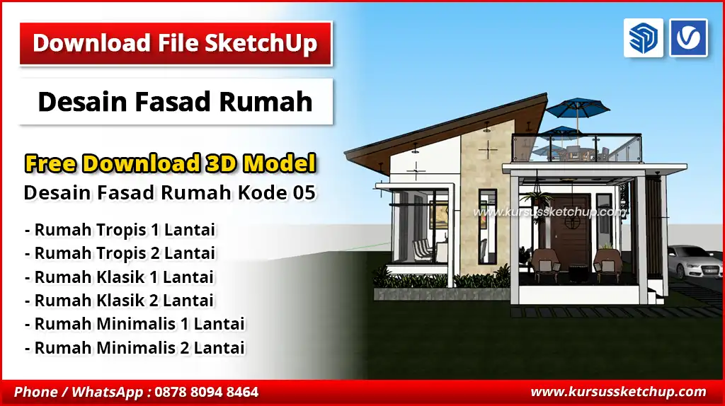 File SketchUp Desain Fasad Rumah Kode 05 - Kursus SketchUp Murah | Indo ...