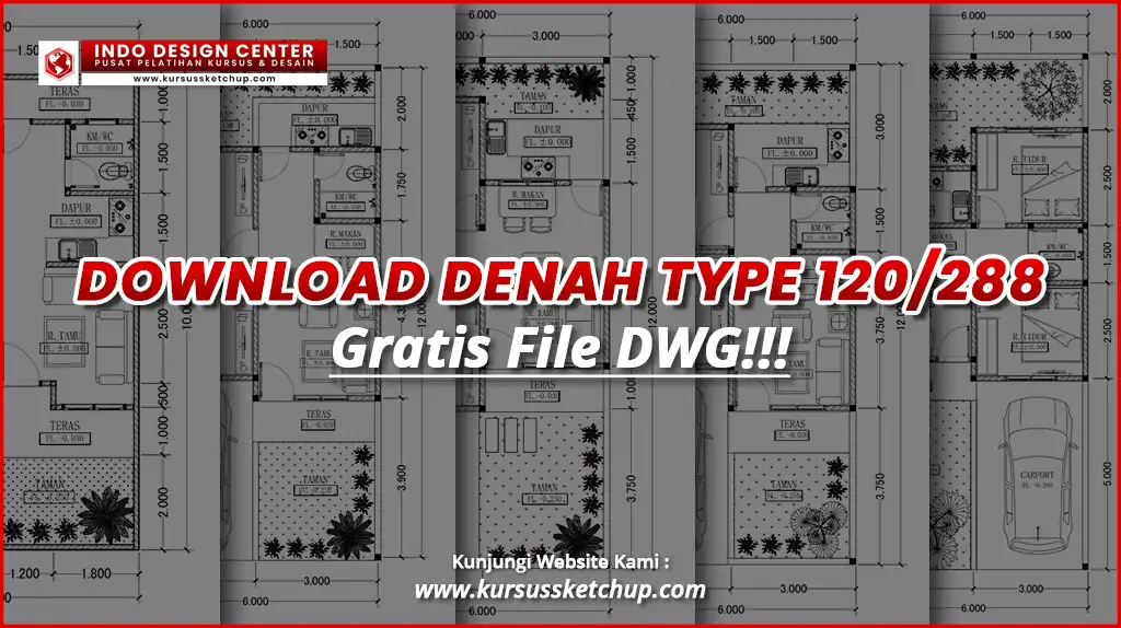 Download Denah Rumah Type 120 Kode 04 - Kursus SketchUp Murah | Indo ...
